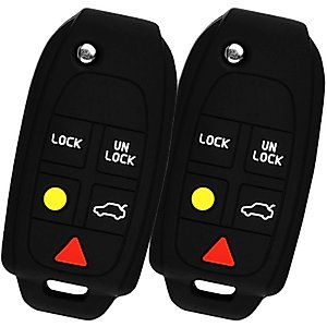 KeyGuardz Keyless Remote Car Flip Key Fob Shell Cover Soft Rubber Case for Volvo S60 S80 XC70 XC90 V70 LQNP2T-APU (Pack of 2)
