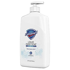 Safeguard Liquid Hand Soap, Washes Away Bacteria, Micellar Deep Cleansing, Fresh Clean Scent, 25 Oz (Pack of 4)