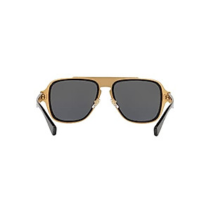 Versace Medusa Charm VE 2199 100281 Black Plastic Aviator Sunglasses Grey Polarized Lens