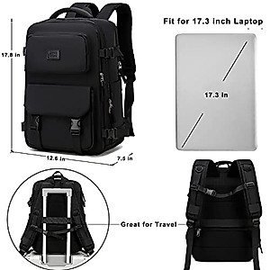 Travel Laptop Backpack, Business Work Backpacks Large College Bookbag for Women Men Water Resistant Daypack Airline Approved Gym Bag Fits 17 Inch Notebook & Laptops - Black
