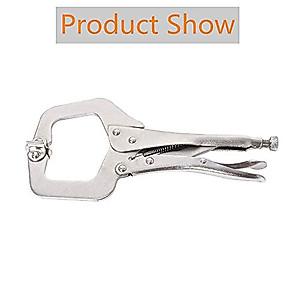 11" Locking C-Clamp 5Pack Locking Pliers Adjustable Welding Clamps w/Regular Tip and Swivel Pad for Shop Home Farm and Automotive