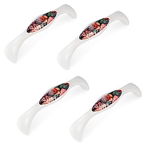 RODAILYCAY Coral 4 Packs Kitchen Drawer Pulls, Crystal Glass Cabinet Handles Pulls, Cupboard Door Knobs, Kitchen Hardware Pulls for Dresser Drawers