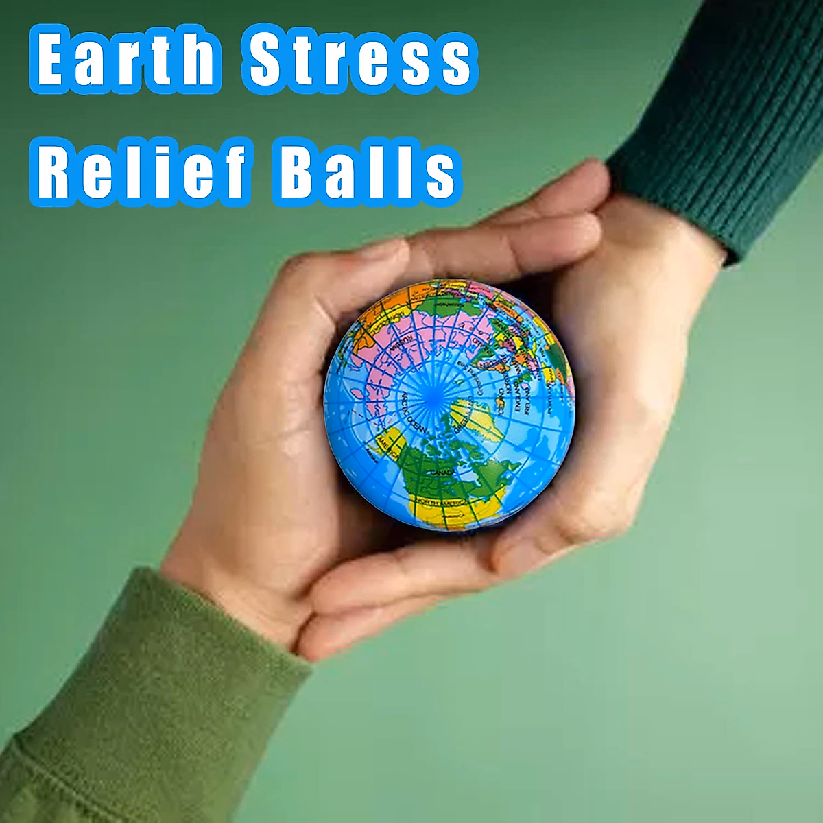 Globe Squeeze Balls,2.5 inch Earth Stress Relief Balls,Soft Foam Stress Ball Toy for Finger Exercise,School or Office Party Favors,24 Pcs
