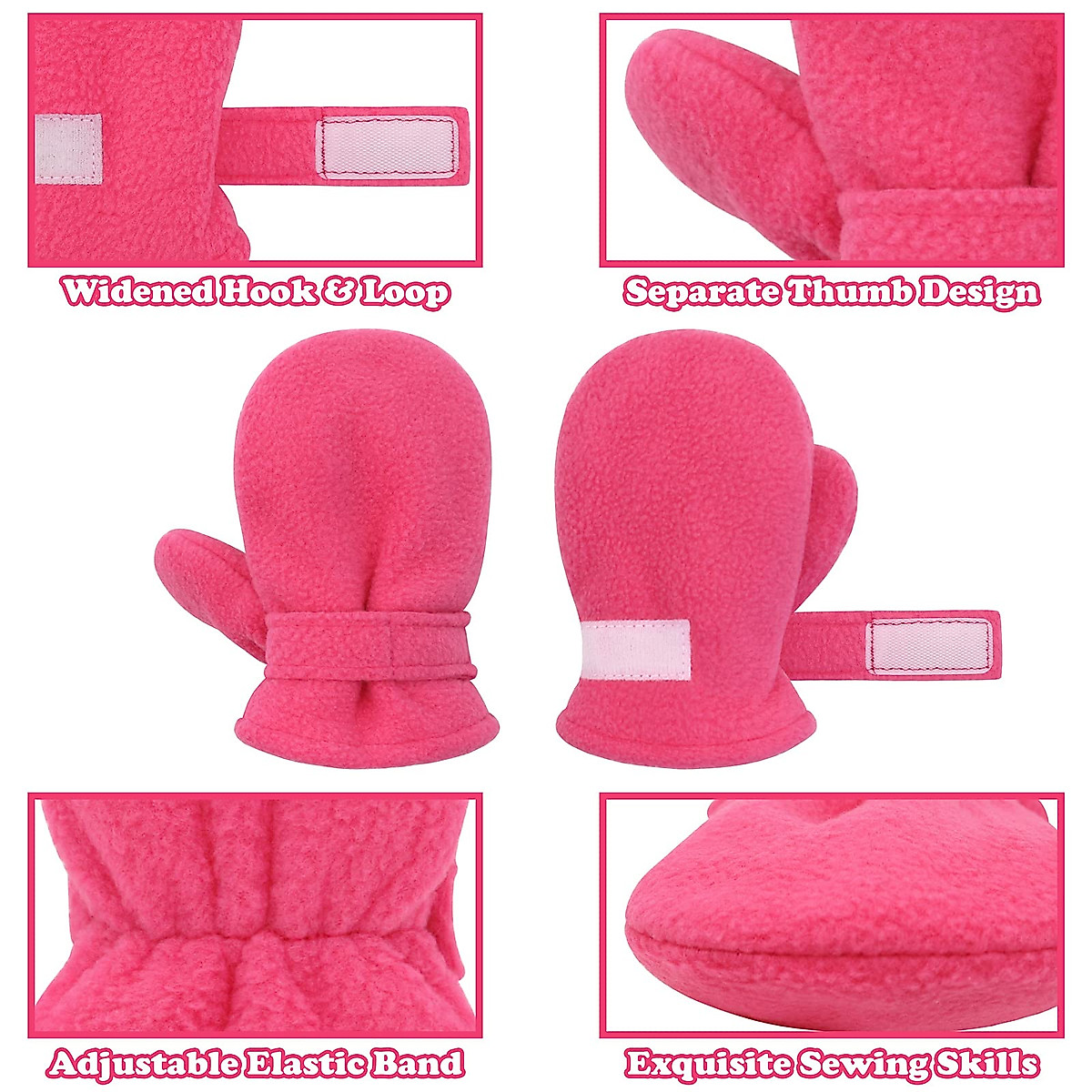 Sherpa Baby Girls Mittens - Winter Toddler Snow Gloves 12-18 Months