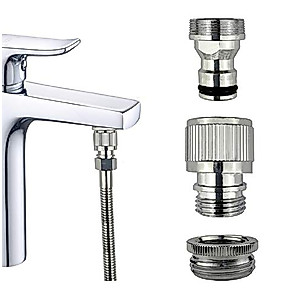 G-Sunny Quick Connector Faucet Mount, Polished Brass, 3/4 inch GHT Garden Hose Adapter, Double Thread, Easy Installation