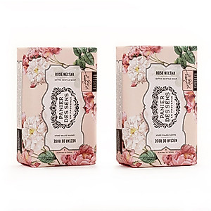 Panier des Sens Rose Shea butter natural bar soap, bath & body soap bars - Made in France 95% natural - 2 bars, 7oz/200g each