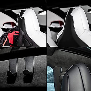 CoolKo Tesla Aluminum Alloy Hooks Seat Headrest Bag Holder Garment Clothes Coat Hangers - Model S X 3 Y (Set of 2)