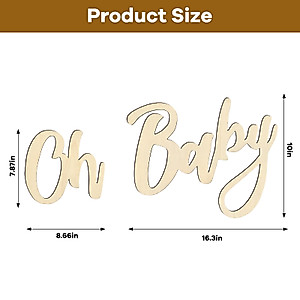 Large 24" Wooden "OH BABY" Sign - Giant Baby Shower, Gender Reveal, Baby's 1st Birthday & Nursery Decor - Oversized Wood Cutout for Party Decorations & Photo Backdrops