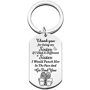 Sisters Gift from Sister Brother, Thanks for Being My Sister Keychain Womens Teen Girls Stocking Stuffer for Women Girls to My Sister Sister Gift Big Little Sister Soul Sister Gift Christmas Birthday