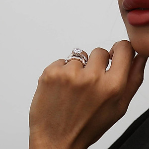 BERRICLE Sterling Silver Solitaire Wedding Engagement Rings 2 Carat Round Cubic Zirconia CZ Ring Set for Women, Rhodium Plated Size 6