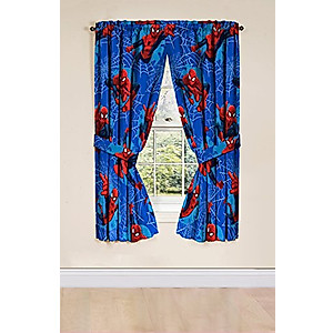 Jay Franco Marvel Spiderman 'Astonish' 42" x 63" Curtain Panel Pair with Tie Backs Drape Set, 63 in