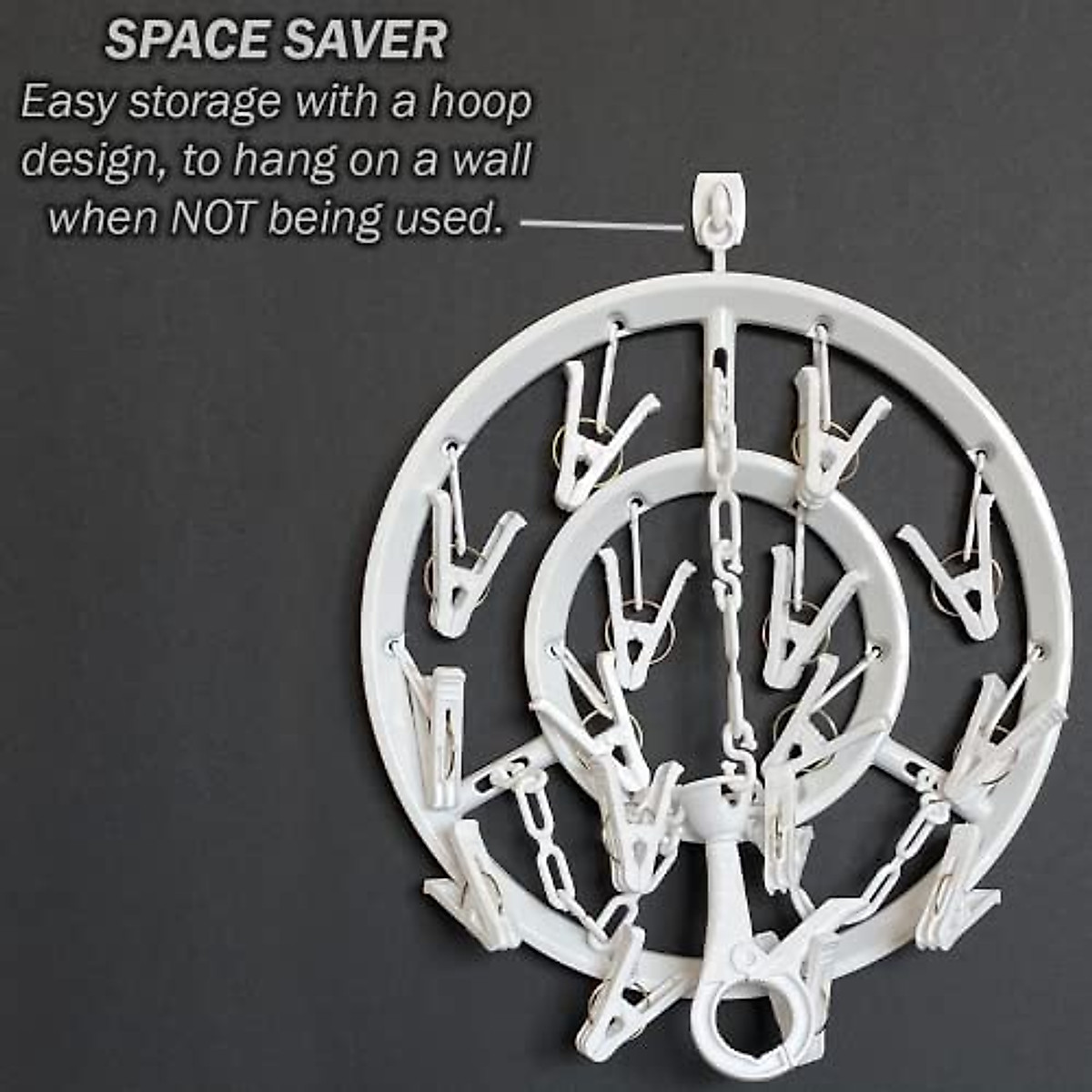 Evelots Clip Drying Hanger-Sock/Bra/Towel/Underwear-Foldable-16 Clips