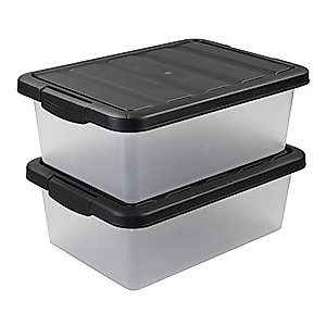 Obstnny 14 Quart Clear Storage Box, Plastic Bins for Storage with Lids, 2 Packs