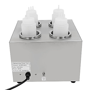 Electric Sauce Warmer Commercial Hot Fudge Warmer Dispenser Nacho Cheese Warmer Chocolate Jam Heat Preservation Machine with 4pcs 23oz Bottles,86~185℉Adjustable