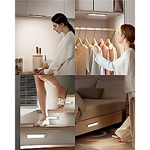 EZVALO Under Cabinet Lights, LED Closet Light Wireless USB Charging, Motion Sensor Lighting Indoor 5300K Dimmable Night Lights with Remote Control for Kitchen,Bedroom,Wardrobe,Hallway,Stairs (3 Pcs)