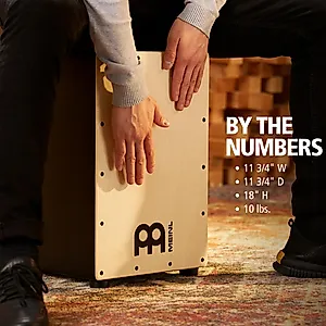 Meinl Cajon Box Drum with Internal Snares - NOT MADE IN CHINA - Maple Frontplate / MDF Body Full Size, 2-YEAR WARRANTY (MCAJ100BK-MA)