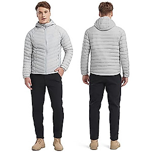 CAMELSPORTS Men's Winter Hooded Down Jacket with Thermal Heat Reflective Lining Lightweight Packable For Hiking