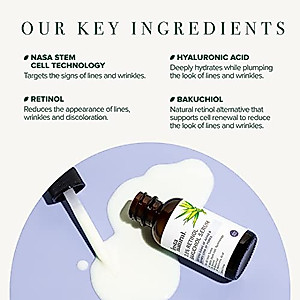 Retinol and Bakuchiol Serum, Anti Aging Serum with Hyaluronic Acid, Niacinamide and Squalane, Wrinkle and Discoloration Correcting Serum