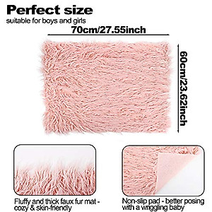 Newborn Photography Props, 5 PCS Baby Photo Props Long Ripple Wraps with Headbands, Pink Baby Photography Wrap Set for Baby Girl and Boy