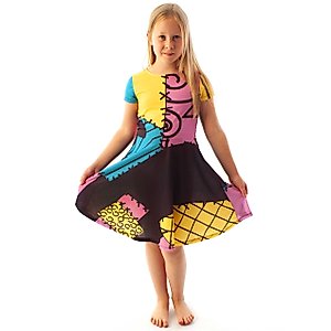 Nightmare Before Christmas Dress Girls Sally Cosplay Fancy Dress Up 3-4 Years Multicoloured