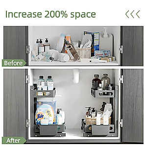 NETEL Under Sink Organizer,Pull Out Cabinet Organizer 2-Tier Slide Out Sliding Shelf Under Cabinet Storage Multi-Use for Under Kitchen Bathroom Sink Organizers and Storage, Black