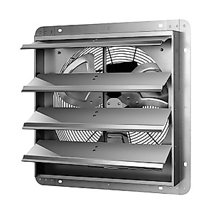 iPower 18 Inch Shutter Exhaust Fan Aluminum,High Speed 1450 RPM, 2600 CFM, 1-Pack, 21.3"D x 21.3"W x 9"H, Silver