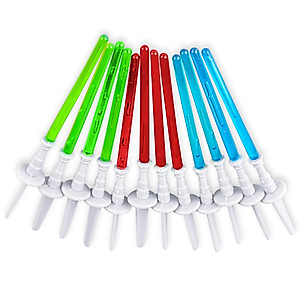 Super Z Outlet Light Sabre Cupcake Decoration Toppers Sticks Picks Set for Children Birthday Party, Fan Shows, Movies, 4" inches Tall (12 Pack)