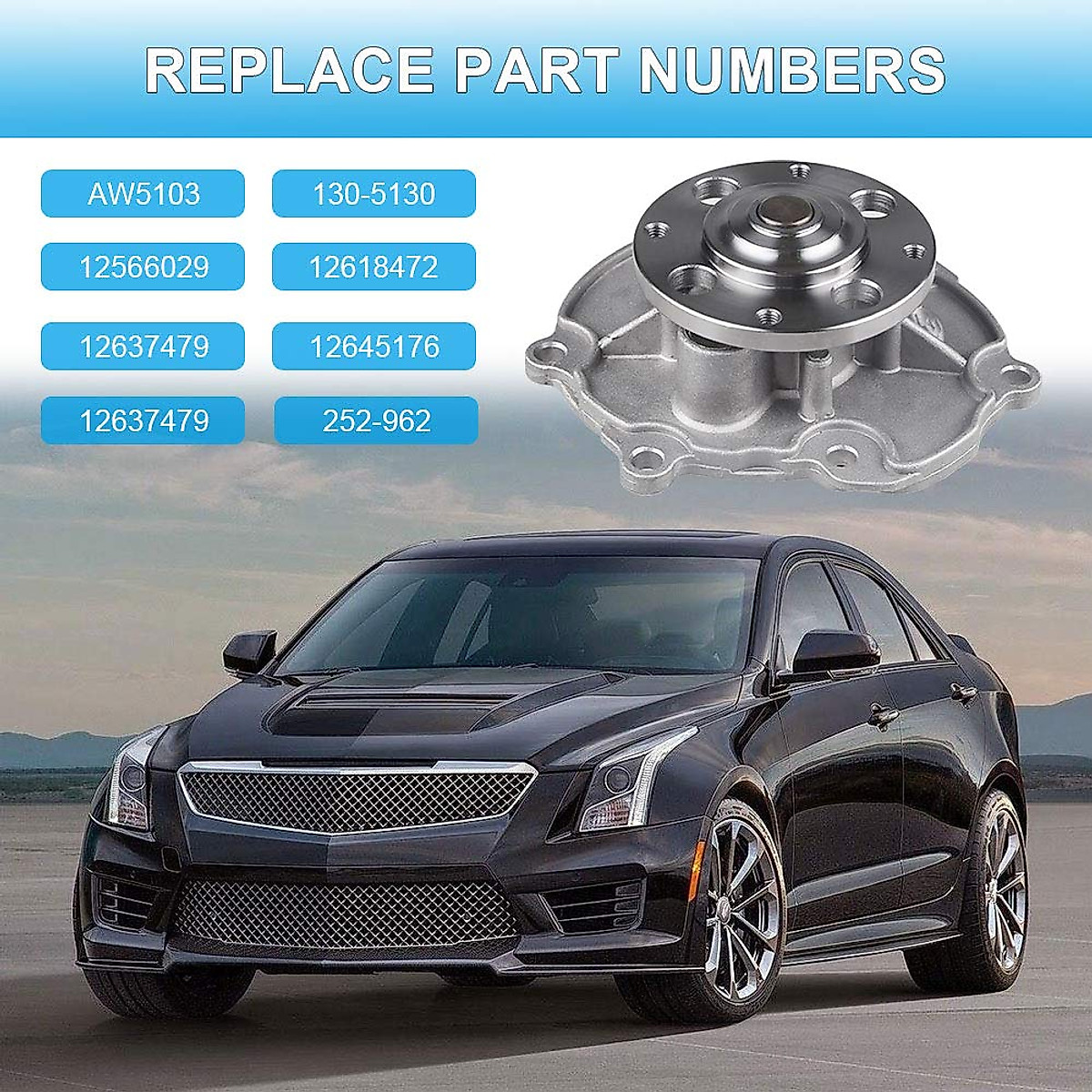 JDMON Compatible with Water Pump with Gasket Chevy Buick Cadillac GMC Pontiac SAAB Saturn Suzuki 2.8L 3.0L 3.6L V6 Replace AW5103