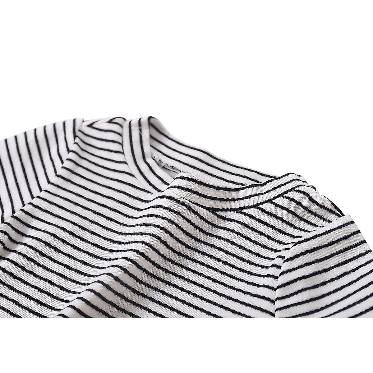 Toddler Girls Boys Long Sleeve Tee Shirts Little Kids Cotton Striped Crew Neck Tops (White,3T)