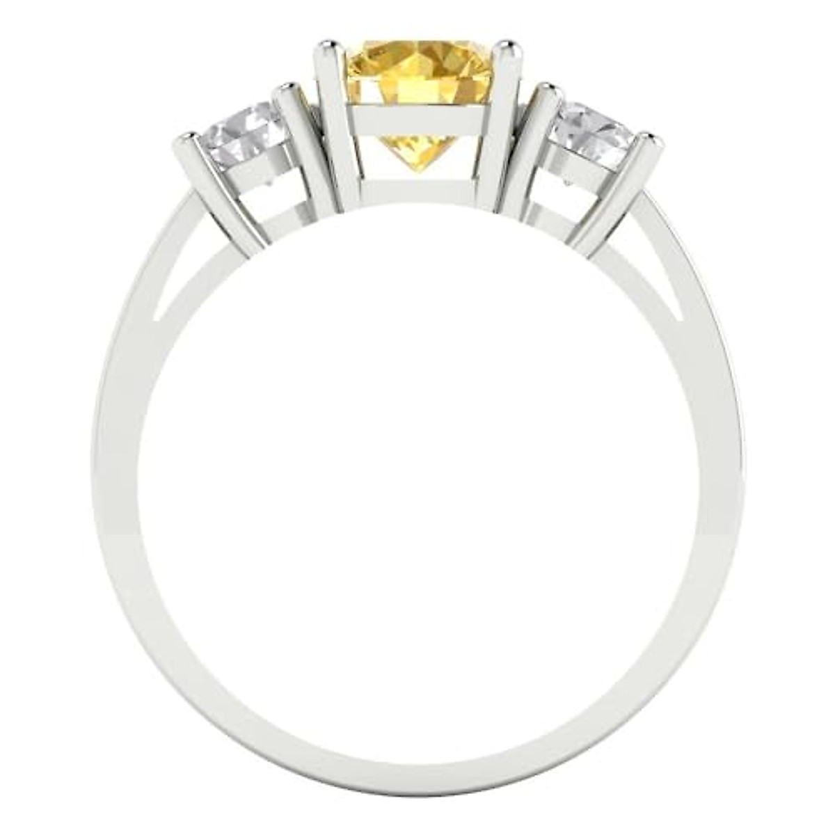 Clara Pucci 1.50 ct Round Cut 3 stone Genuine Yellow Simulated Diamond Engagement Promise Anniversary Bridal Ring 18K White Gold 4.25