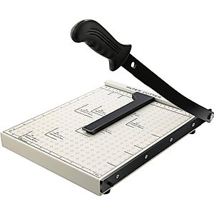 Paper Cutter for Cardstock Heavy Duty 12 inch, 12" Cut Length Guillotine Paper Trimmer for Cardstock Metal Base, 12 Sheets Capacity, for Home Office Classroom School, raw White