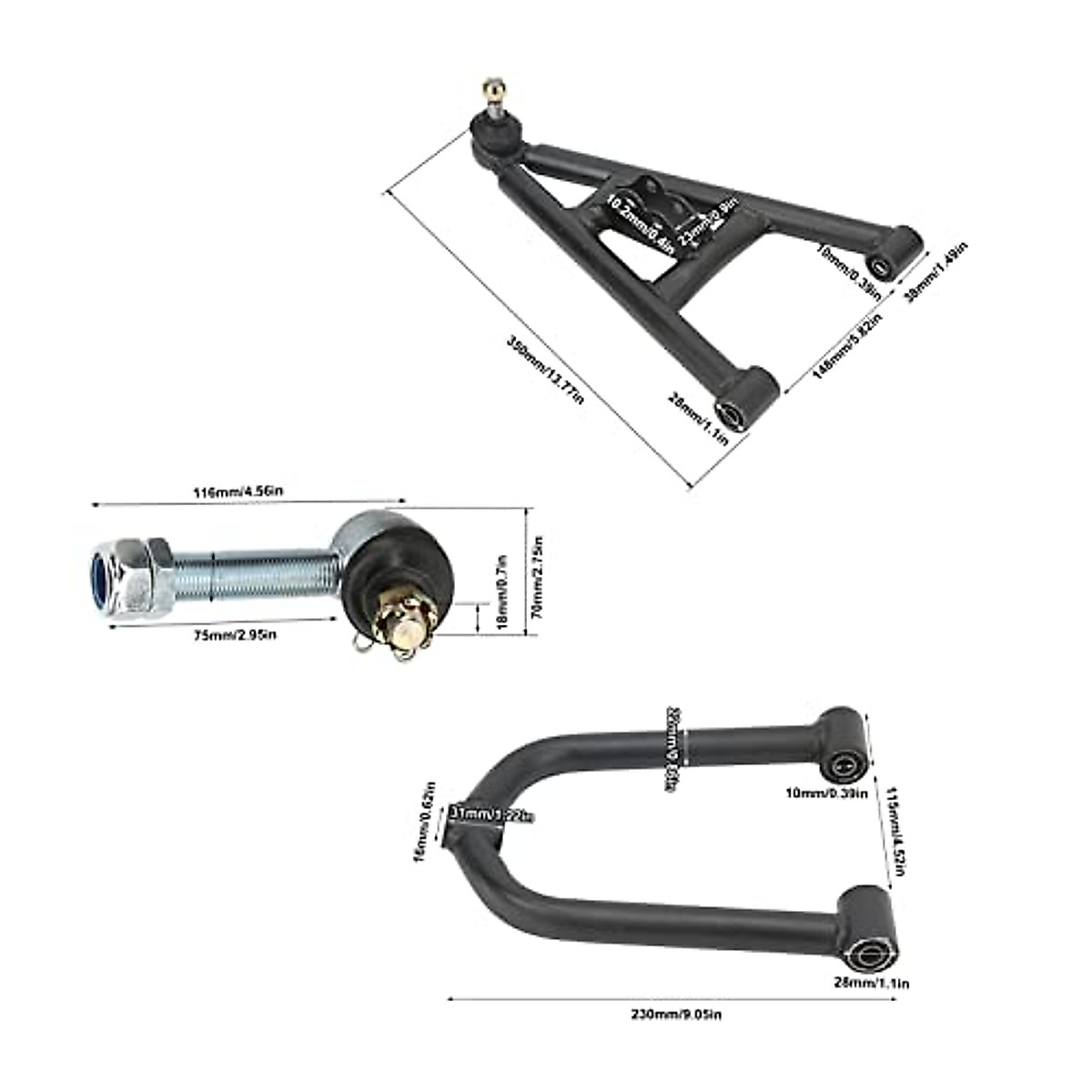 Acouto Front Suspension Shock Swing Arm Kit for GY6 110cc 150cc 200cc ATV 4 Wheels Quad Bike Go Kart 350mm/13.77in Steel Alloy Front Suspension Swing Arm Assembly Accessories Replacement