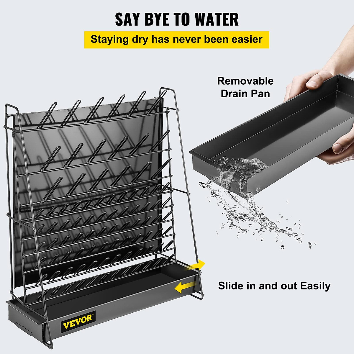 VEVOR Drying Rack for Lab 90 Pegs Lab Glassware Rack Steel Wire Glassware Drying Rack Wall-Mount/Free-Standing Detachable Pegs Lab Glass Drying Rack Black Cleaning Frame for School Laboratory Utensils