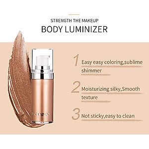 MIESCHER Body Face Luminizer Highlighter Cream Spray Liquid Bronzer Illuminator Glow Glistening Makeup Foundation Cheekbone & Blush Liquid Highlighter Bronzer Smooth Shimmer Glow Makeup(#2 Rose Gold)