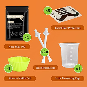 ViiLife Nose Wax Kit Nose Hair Removal with 20 Nose Wax Applicator Sticks Nose Hair Remover Kit Nose Hair Waxing Kit for Men and Women 10-20 Times Usage