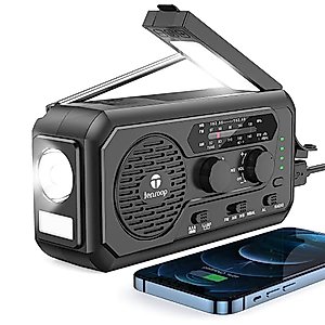 Emergency Radio, TENROOP Upgraded 5000mAh Solar Hand Crank Weather Radio for Hurricane, 4-Way Powered AM/FM/NOAA Weather Alert Portable Radio with Flashlight, Reading Lamp, Power Bank, SOS Alarm-Black