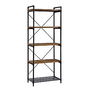 Sauder Iron City Tall Bookcase/Book Shelf, Checked Oak Finish