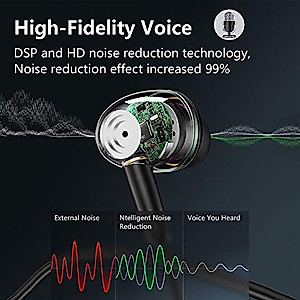 BACKWIN Wired in-Ear Headphones with Mic Volume Control Noise Cancelling Earbuds with Microphone Powerful Bass Earphones 3.5mm Jack for iOS Android Smartphones (Black)