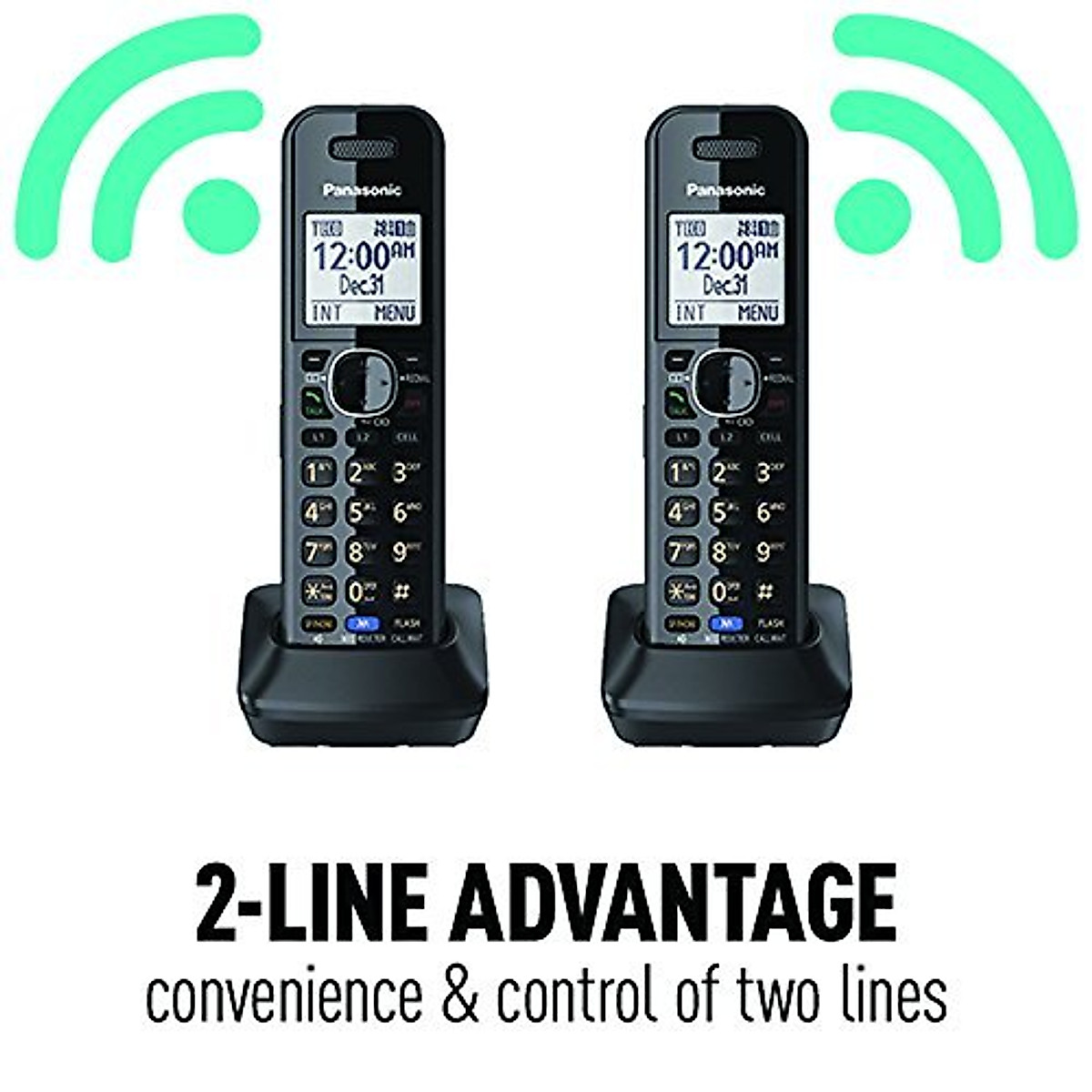 Panasonic 2-Line Corded/Cordless Phone System with 2 Handsets - Answering Machine, Link2Cell, 3-Way Conference, Call Block, Long Range DECT 6.0, Bluetooth - KX-TG9582B (Black)