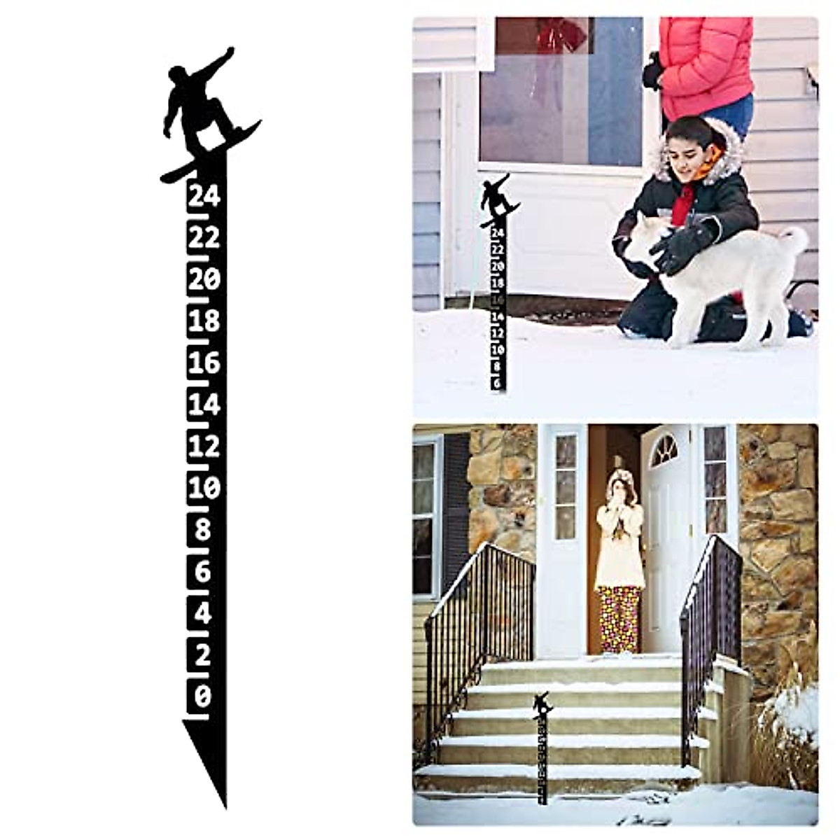 Gift 24cm Snowflake Snow Measuring Instrument Snowmobile Snow Measuring Instrument Metal Snow Measuring Ruler Outdoor Garden Ornament Protractor for Geometry Clear with (Black, One Size)