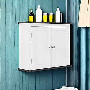 BOTLOG Bathroom Wall Cabinet, Medicine Cabinet with Door and Shelf, Wood Hanging Cabinet Over The Toilet Space Saver Storage Cabinet