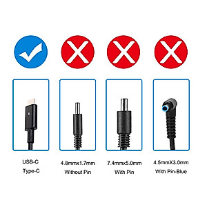 Mackertop 45W USB C Laptop Charger for Dell XPS 13 9360 9370 9300 9380 7390 2in1 Latitude 7390 2in1 7200 7370 5290 Inspiron 14 7437 Chromebook 5190 3100 3400 2in1, LA45NM150 0HDCY5 Power Supply Cord