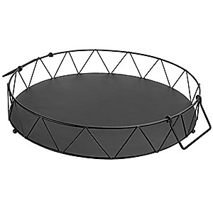 MyGift Metal Wire Decorative Serving Tray with Handles, Round Coffee Table Tray for Decorations
