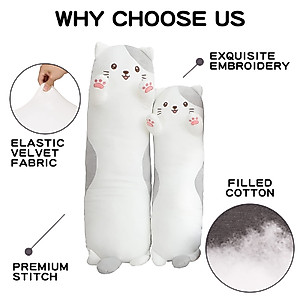 Dalmao 35.4" Cat Stuffed Animal, Soft Long Pillow Doll Cute Cartoon Kitten Plush Hugging Pillow Plushies Toy Gift for Kids, Girls, Halloween, Christmas, Thanksgiving, Birthdays