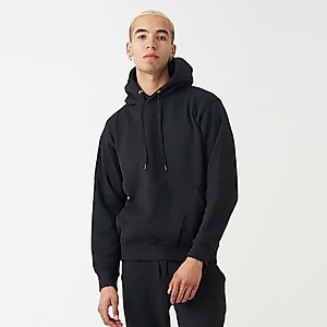 Blank Knights Men's Hooded Sweatshirt Plain Blank Casual Soft Brushed Fleece Hoodie, Black, Large