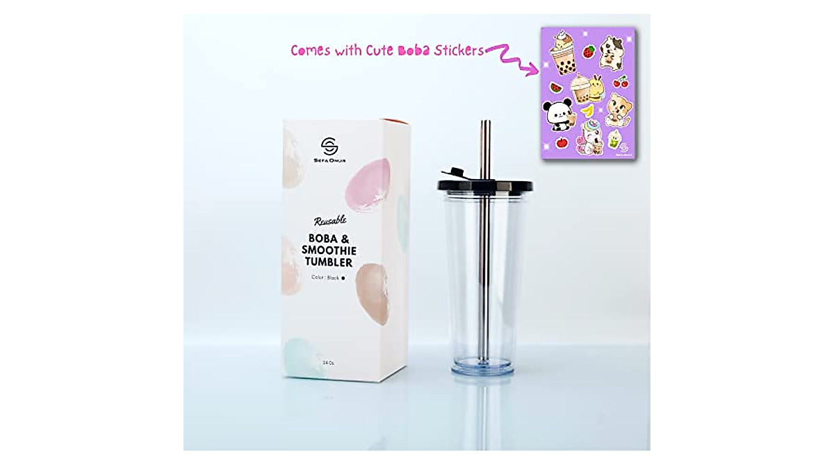 Reusable Boba Cup - 24 oz Insulated Tumbler