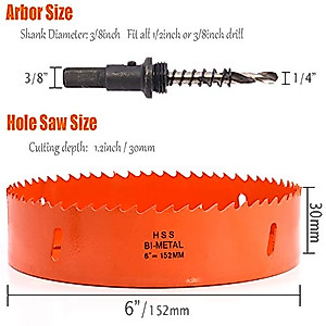 6 inch Hole Saw for Making Cornhole Boards, BI-Metal Heavy Duty Steel Corn Hole Saw , Great 152mm Hole Drill Bit for Cutting Wood, Plastice, Sheet Metal (6in Dia)