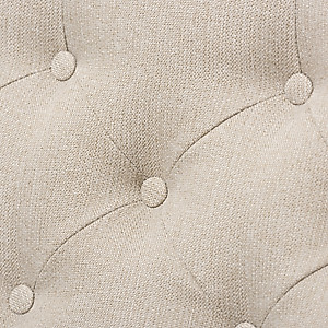 Baxton Studio Gervaise Modern and Contemporary Fabric Upholstered Button-Tufted Living Room 3-Seater Sofa, Light Beige