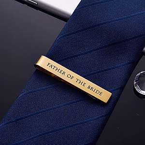 Father Of The Bride Gifts Tie Clip Wedding Gift for Dad Gold Plated Tie Clips Stainless Steel Tie Bars