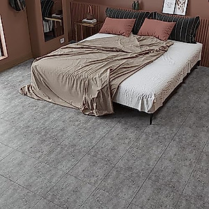 VaryStyle 12"x12" Peel and Stick Grey Slate Vinyl Floor Tiles - 10 Pack, Waterproof, Slip Resistant, Easy to Install